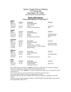CCSM 2025 Spring Schedule | CCFL