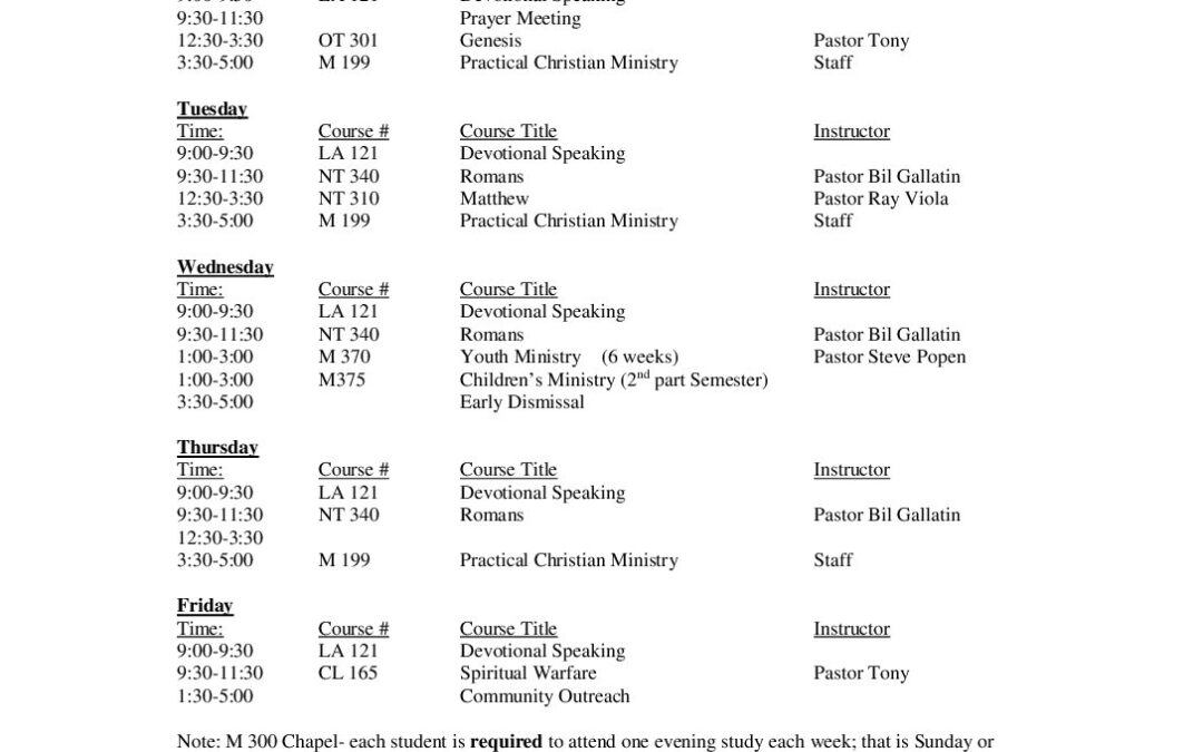 CCSM 2025 Spring Schedule | CCFL